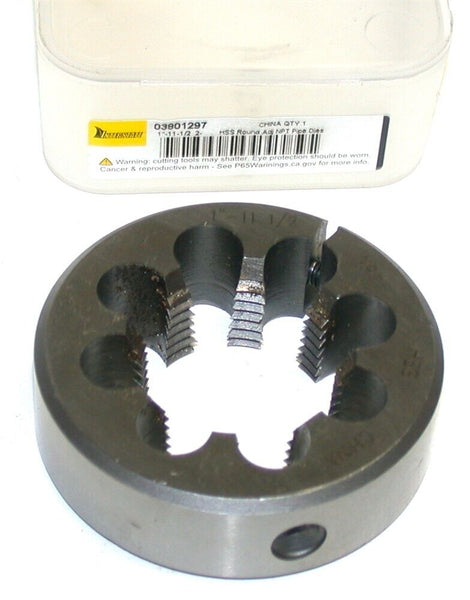 Interstate Adjustable 1" 11 1/2 NPT HSS 2 1/2" OD Round Pipe Thread Di