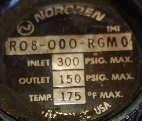 Norgren R08-000-RGM0 Pneumatic Regulator 1/4" NPT 300/150PSI IN/OUT 17