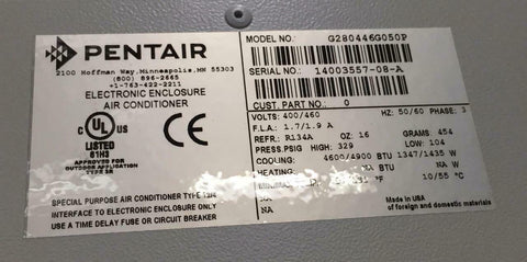 Pentair G28 Electronic Enclosure Air Conditioner A/C 4900 BTU G280446G
