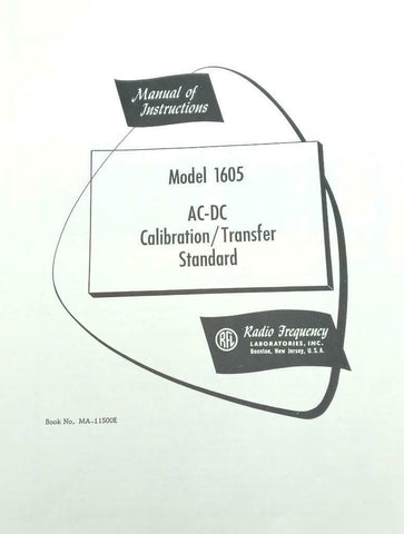 RFL Industries Model 1605 AC-DC Calibration/Trasnfer Standard ...
