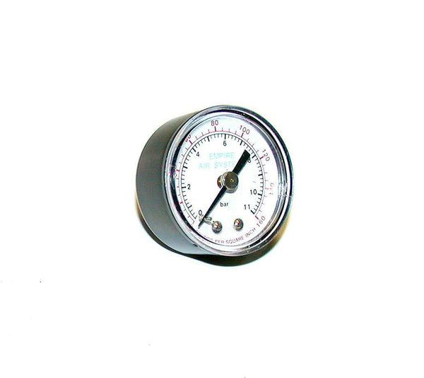 NEW EMPIRE AIR SYSTEMS BACK MOUNT AIR PRESSURE GAUGE 0-160 PSI 0-11 BA
