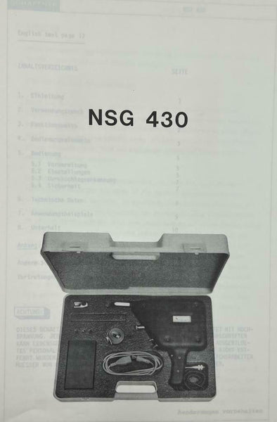 Schaffner NSG 430 Static Discharge Simulator Instruction Manual