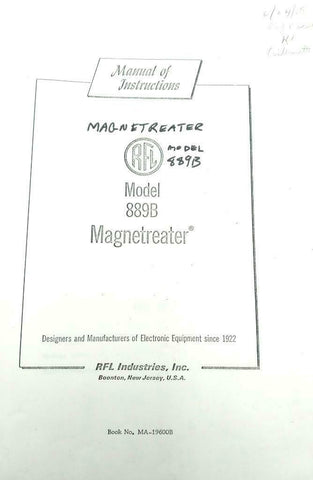 RFL Industries Model 889B Magnetreater Instruction Manual