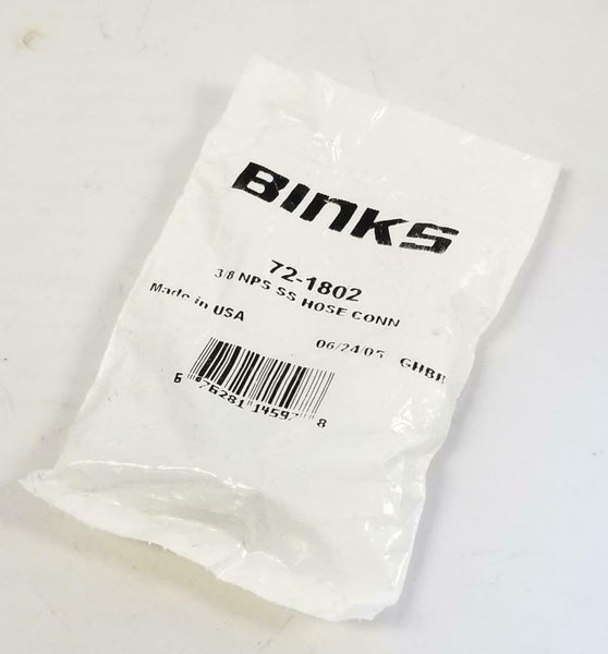 Binks 72-1802 SS Hose Connector 3/8" NPS (2 Available)