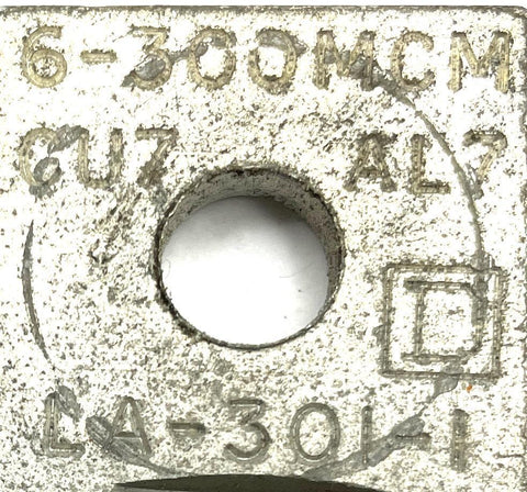 Lot of (4) Square D 6-300MCM Terminal Lug 2-1/4" x 1" LA-301-1