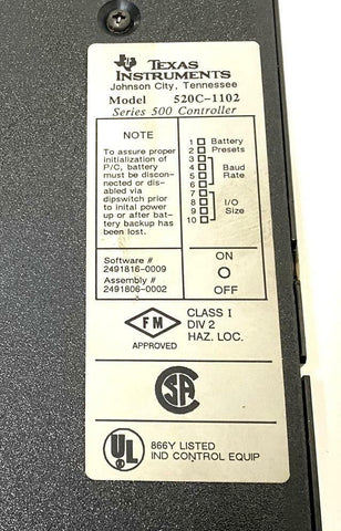 Texas Instruments 520C-1102 Seires 500 Controller w/ Key – Surplus Select