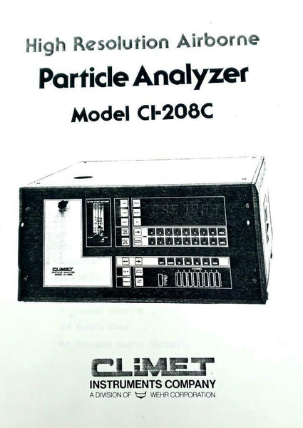 Climet Model CI-208C Particle Analyzer Operating Manual