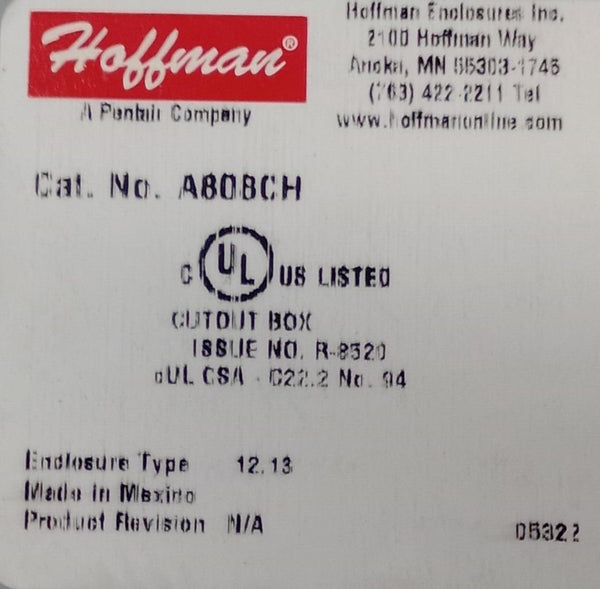 Hoffman A606CH Electrical Cutout Enclosure Box Panel Mount NEMA Type 12 ...