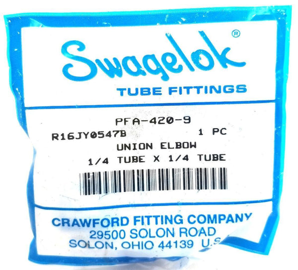 Swagelok PFA-420-9 Union Elbow R16JY0547B 1/4" Tube