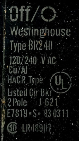 Westinghouse BR240 2 Pole Circuit Breaker 40A 120/240VAC