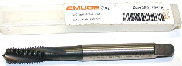Emuge 5/16-18 UNC-3BX 3 Flute Semi-Bottoming Spiral Flute Tap BU456011