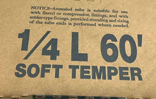 IUSA Cambridge-Lee 1/4" L x 60' Soft Temper Copper Refrigeration Tubin