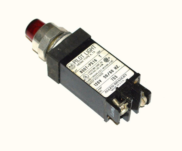 ALLEN BRADLEY AB 800T-PS16 RED PILOT LIGHT 120 VOLTS (2 AVAILABLE)