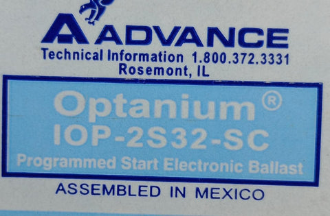 Advance IOP-2S32-SC Optanium Programmed Start Electronic Ballast 120/2