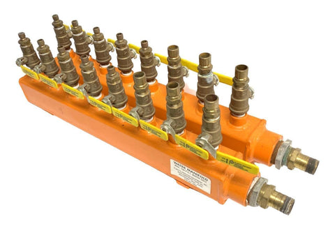 Plastic Process Equipment 16 Port Water Spray Manifold w/ Ball Valves