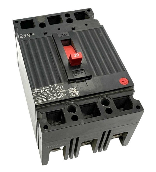 General Electric THED136020 3-Pole Circuit Breaker 20A 600V 3 Phase Bo