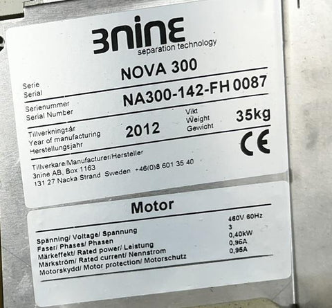 3Nine Nova 300 Green Line Oil Mist Eliminator 0.40 kW 176 CFM 70 CF 46