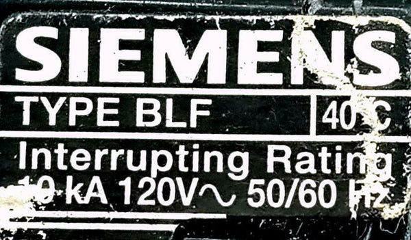 Siemens BF120A 1 Pole Circuit Breaker With Test Button 20A 120VAC GFCI ...
