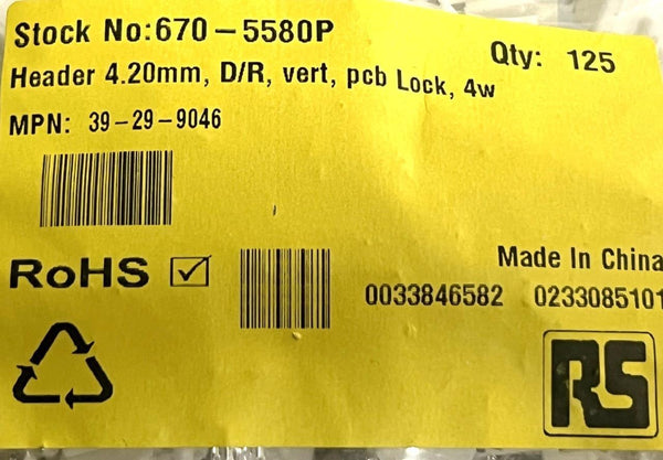 Molex 39-29-9046 Mini-Fit Vertical Header 4.20 MM Pitch (Pack of 125)