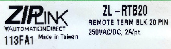 AutomationDirect ZipLink ZL-RTB20 Feedthrough Module Terminal Block 20