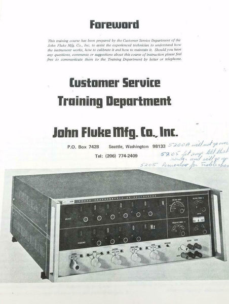 Fluke Model 5200A AC Calibrator Instruction Manual
