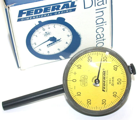 Federal Dial .01mm Perpendicular Metric Indicator Model W6I NIB