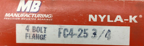 MB Manufacturing FC4-25 3/4 Nyla-K 4-Bolt Flanged Mount Ball Bearing 3