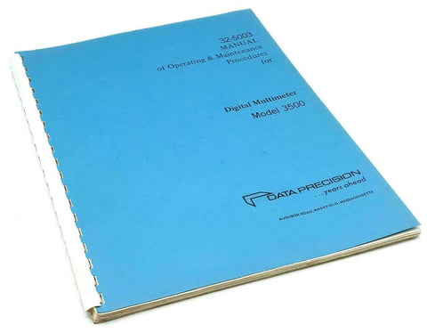 Data Precision Model 3500 Digital Multimeter Operating & Maintenance M