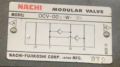 New Nachi Fujikoshi OCV-G01-W-20 Modular Hydraulic Valve