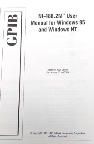 National Instruments GPIB NI-488.2M User Manual For Windows 95 & NT