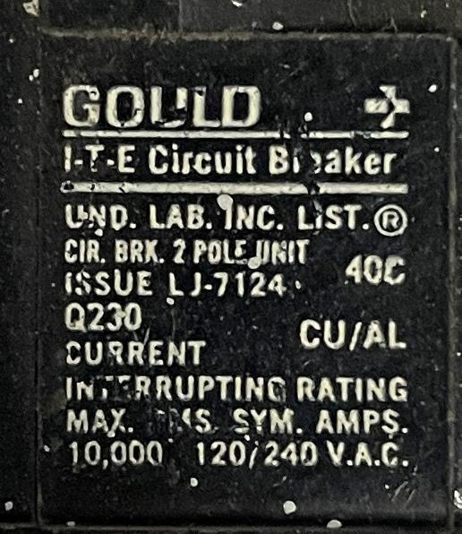 Gould I-T-E Q230 2 Pole Circuit Breaker 30A 120/240V 60HZ Plug-In