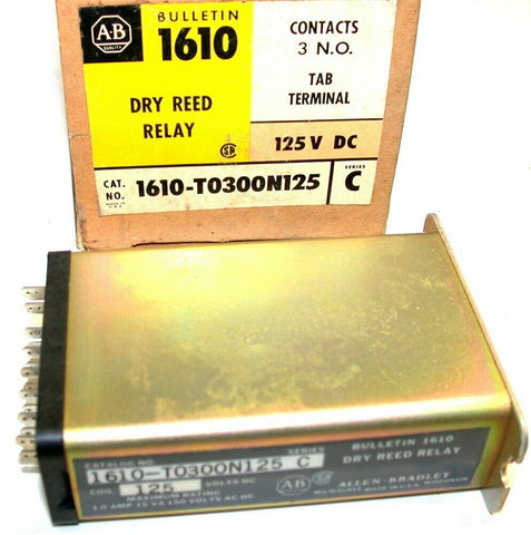 Allen Bradley Dry Reed Relay 125 VDC Coil 1.0 Amp 1610-T0300N125 Serie
