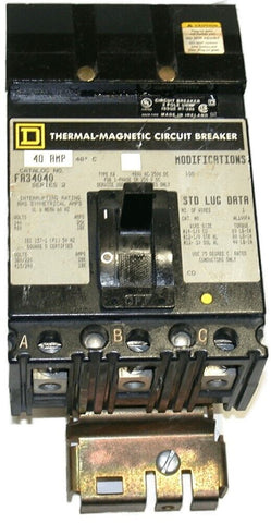 Square D FA34040 480V 40A 3-Pole Circuit Breaker