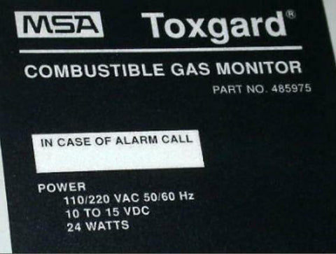 MSA 485975 TOXGARD COMBUSTABLE GAS MONITOR - SOLD AS IS