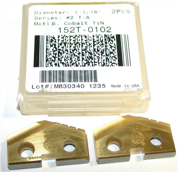 2 Allied Machine 1 1/16" Carbide Coated Spade Drilling Inserts 152T-01