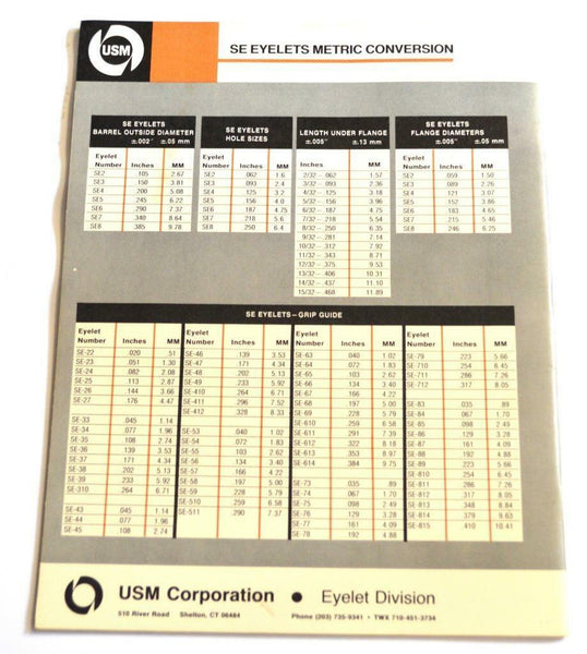 USM E-500 EYELETS AND EYELET ASSEMBLING EQUIPMENT BROCHURE