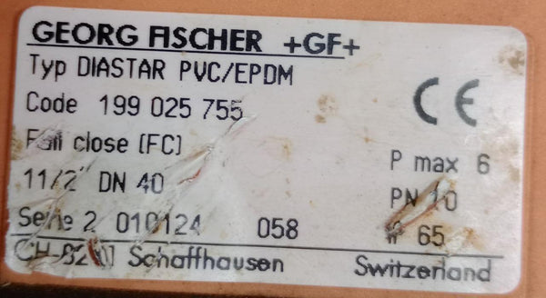 George Fischer 199.025.755 Pneumatic Actuated Diaphragm Valve Diastar
