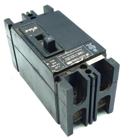 Federal Pacific Electric Type EHB 2 Pole Circuit Breaker 20A 480VAC