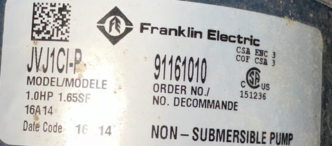 Franklin Electric FVJ1CI-P Shallow Well Versa Jet Pump 1 HP 115/230V 1