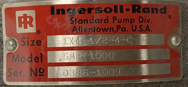Ingersoll Rand SMP 1000 Pump w/ Baldor VM3537 1/2 HP Motor 230/460V 3