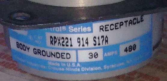 New Crouse Hinds RPX221 914 S17A ARK-Trol Receptacle 30 Amp 480 VAC