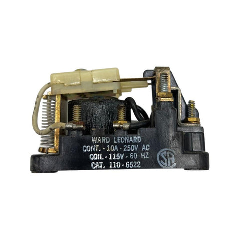 Ward Leonard 110-6522 Relay 10A 250 VAC 115V 60Hz Coil