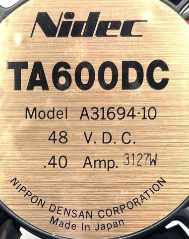 Nidec TA600DC A31694-10 Electric Server Cooling Fan 48VDC 0.40A