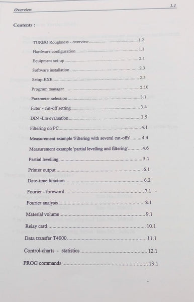 Thyssen Hommel T2000 Turbo-Roughness Tester Instruction Manual
