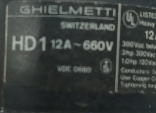 Ghielmetti HD1 2 Position Rotary Cam Changeover Switch Universal 12A 6