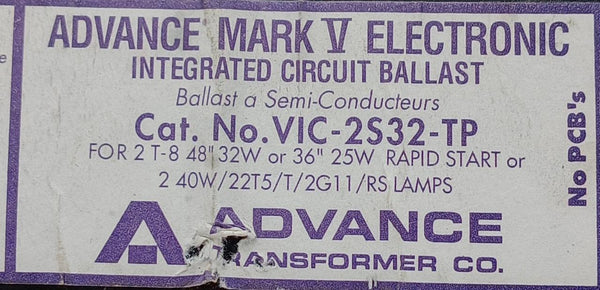 Advance VIC-2S32-TP Mark V Electronic Integrated Circuit Ballast Rapid