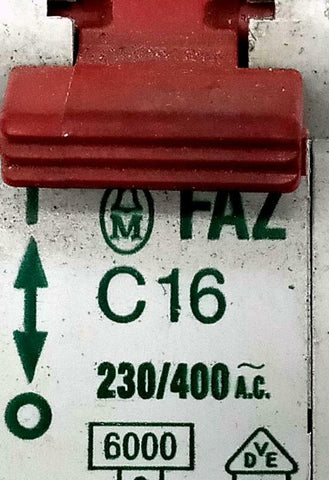Moeller FAZ C16 1 Pole Circuit Breaker 16A 415VAC 48VDC DIN Rail Mount
