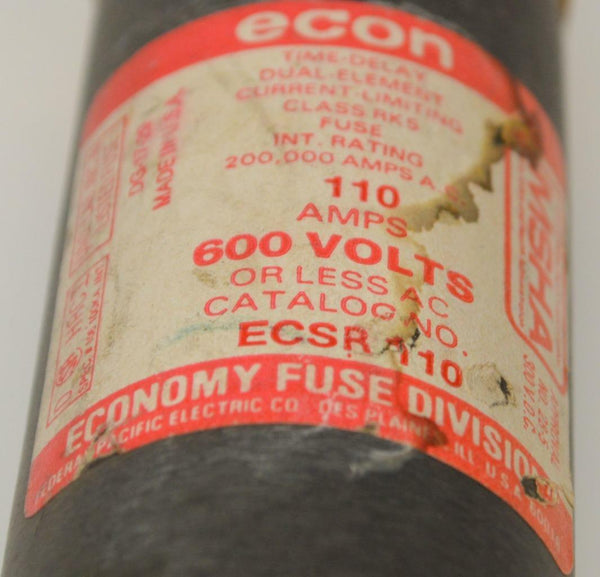 ECON FUSE ECSR110 TIME DELAY DUAL ELEMENT FUSE 600 VAC 110 AMP