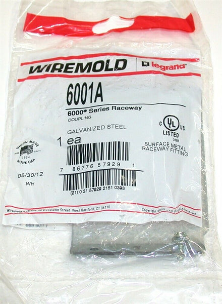 Up to 7 New Wiremold Legrand 6001A Raceway Coupling, Steel, 6000 Serie