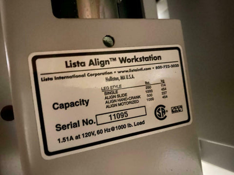 Lista Align Workstation Bench Stainless Adjustable Slide Table 52" x 7